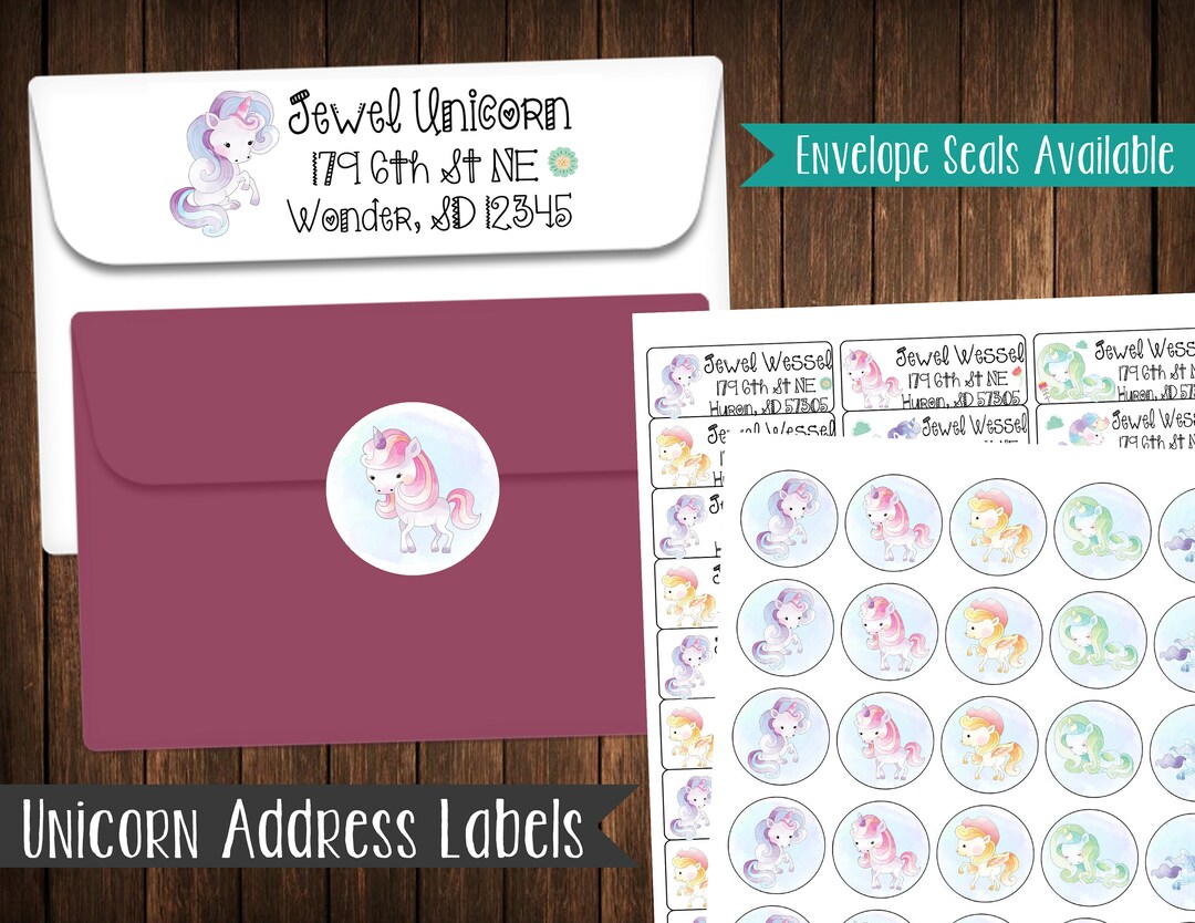 Unicorn Address Labels, Mailing Labels, Unicorn Party - Etsy 日本