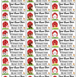 Red Barnyard Address Labels, Farm Animals Address Labels, Farm Birthday ...