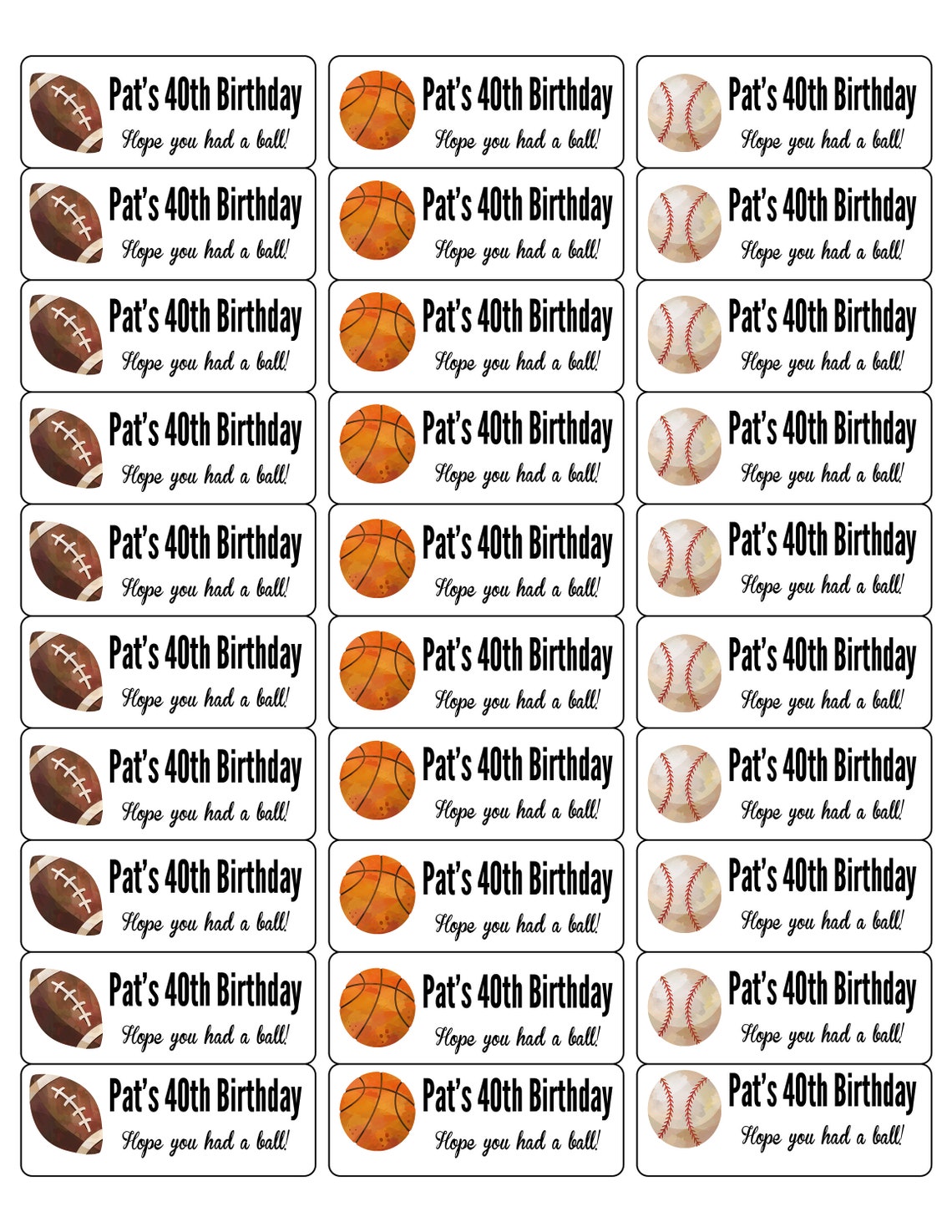 Sports Address Labels Mailing Labels Sports Themed Party - Etsy