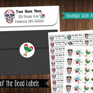 Day of the Dead / Dia De Los Muertos / Sugar Skulls Address Labels ...