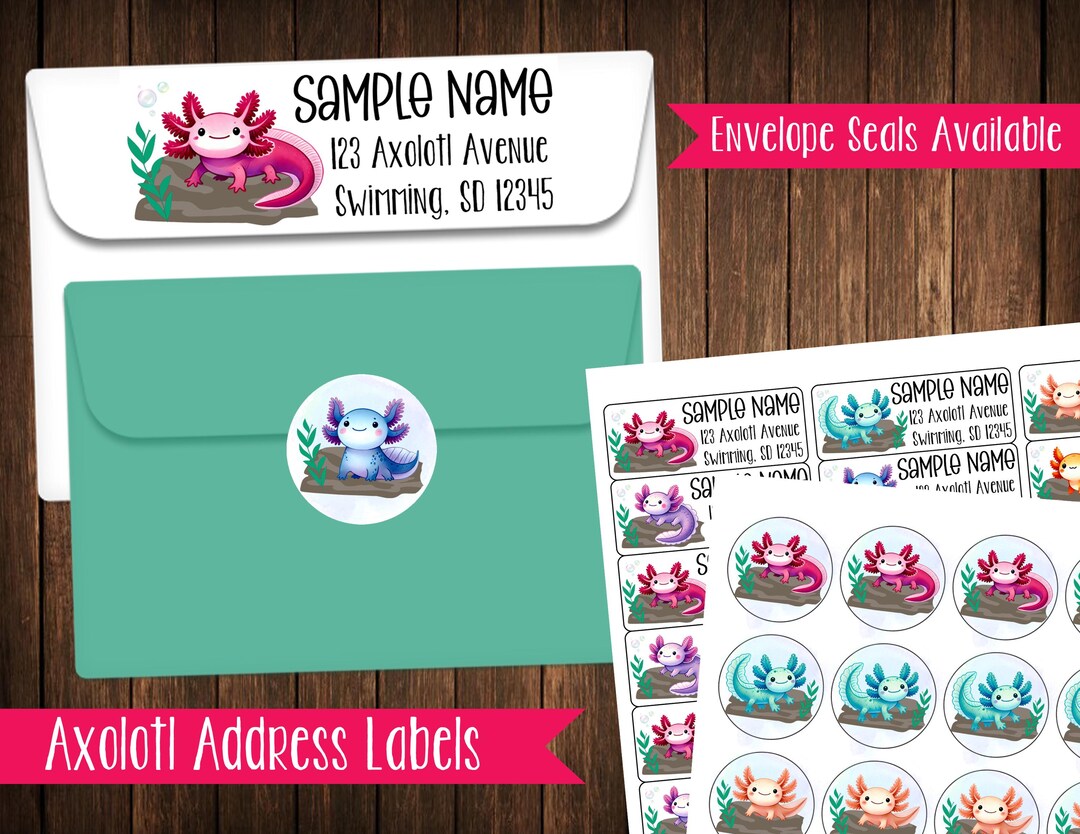Axolotl Address Labels, Mailing Labels - Etsy