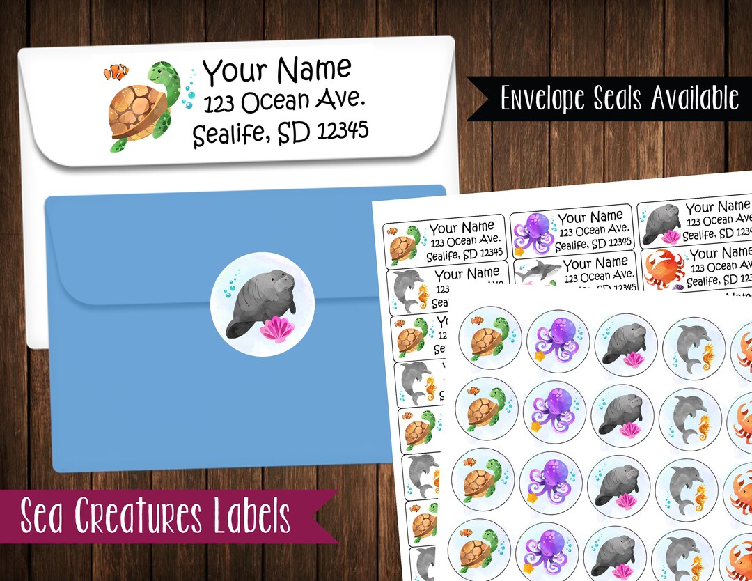 Sea Creatures Address Labels, Mailing Labels - Etsy