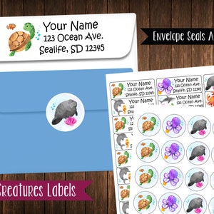 Sea Creatures Address Labels, Mailing Labels - Etsy