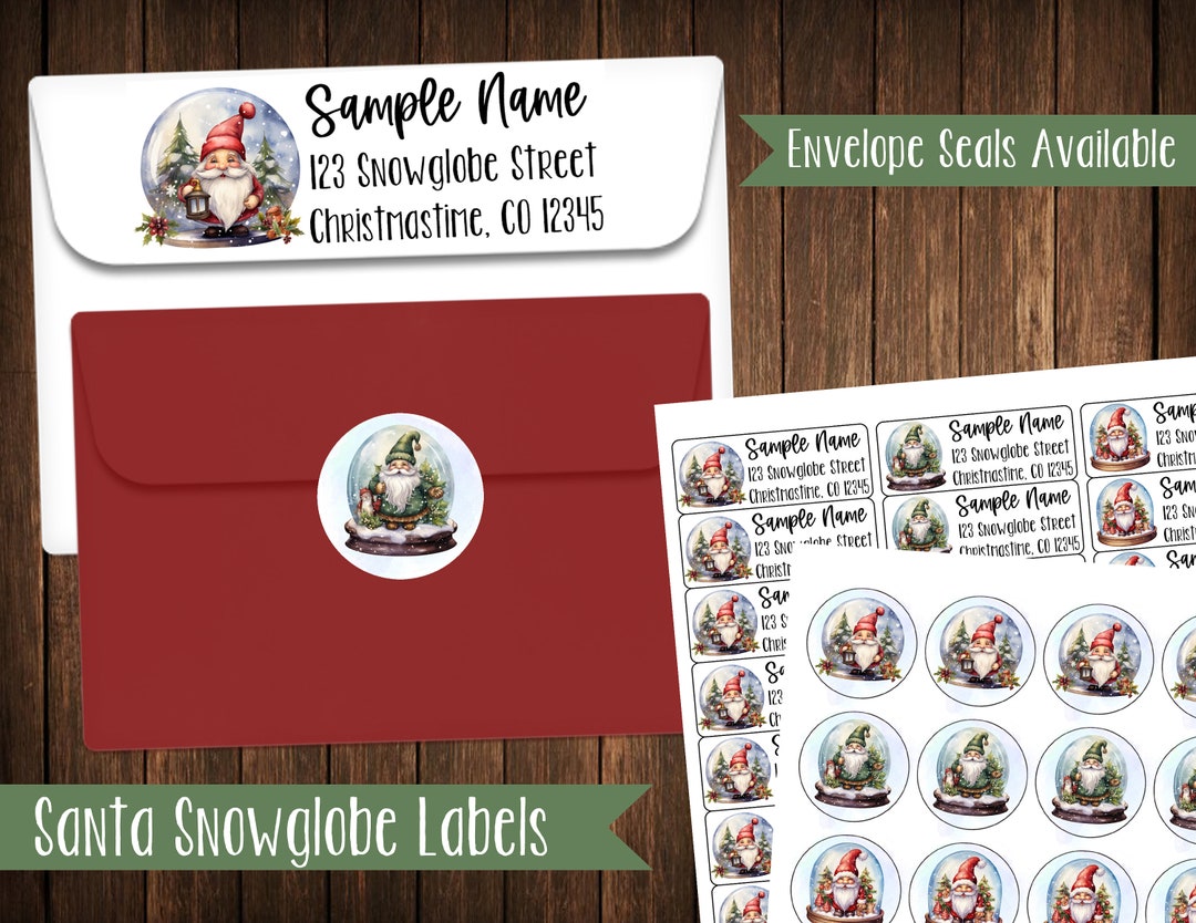 Santa Snowglobe Christmas Address Labels, Mailing Labels - Etsy