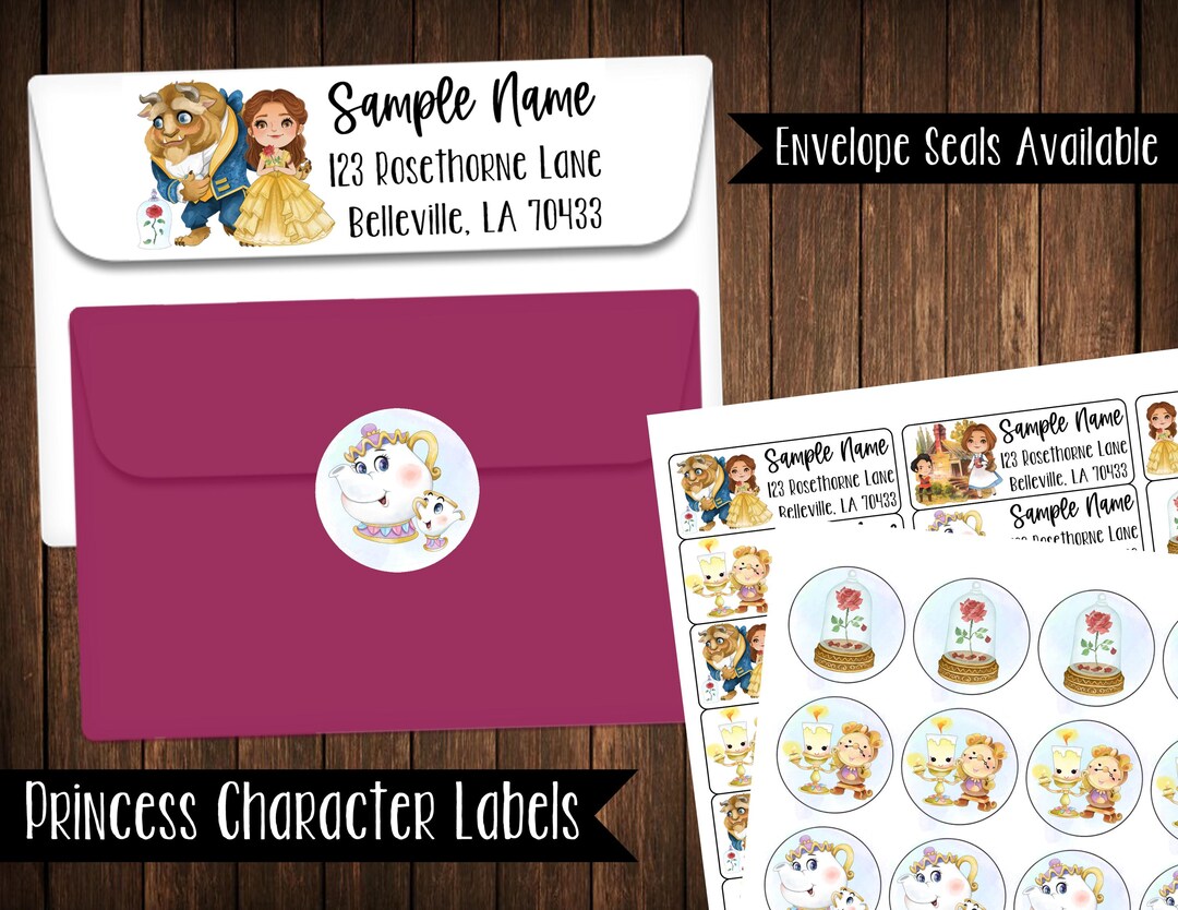 Princess Character Address Labels, Mailing Labels - Etsy