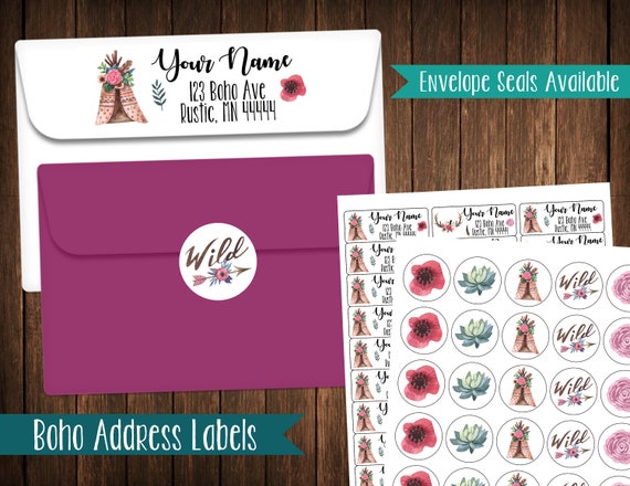Boho Address Labels Bohemian Address Labels Rustic Address | Etsy