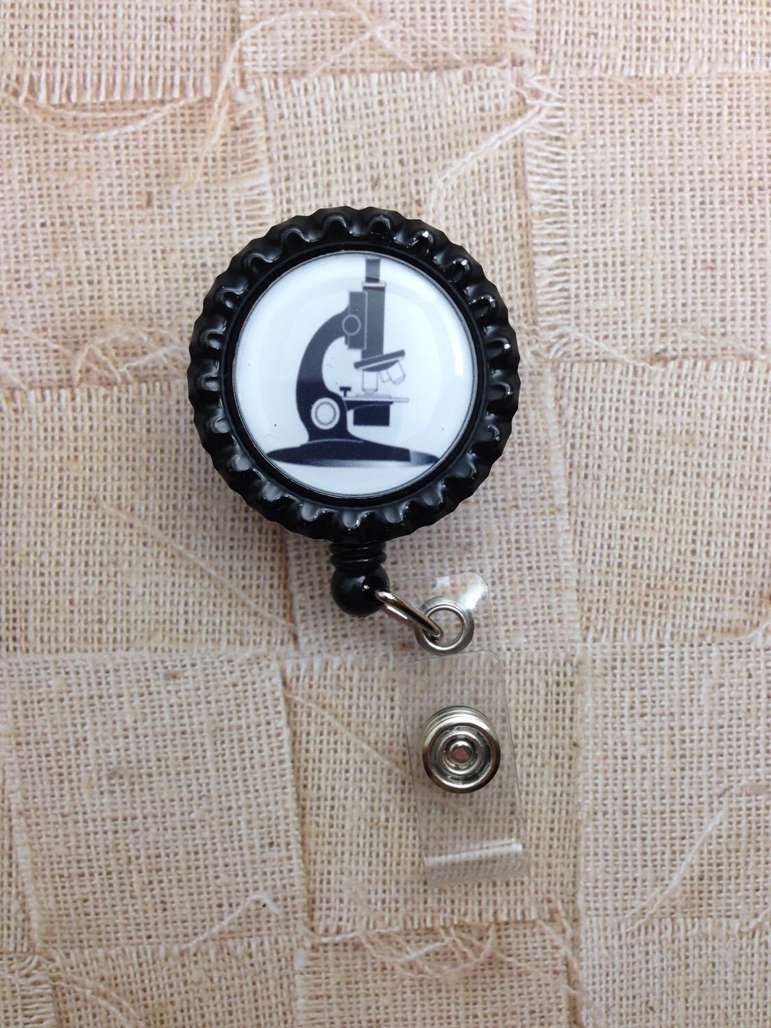 Microscope badge reel black and white Laboratory Lab Week gift | Etsy
