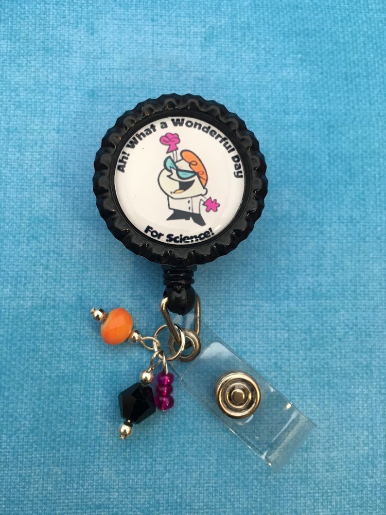 Scientist laboratory cartoon badge reel | Etsy
