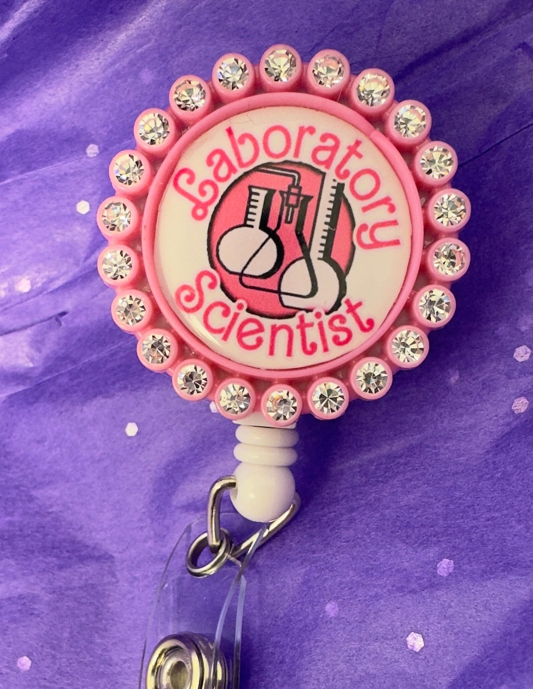 Laboratory Scientist Pink Sparkle Badge Reel Lab Week Gift for MLS MT ...