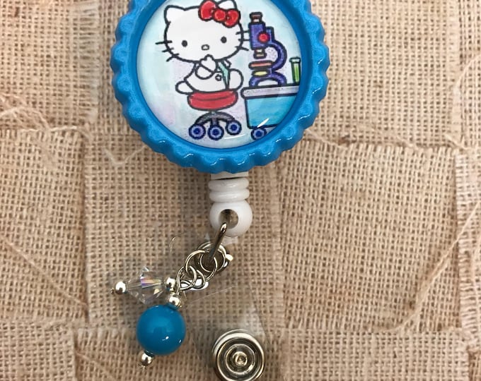 Laboratory Kitty Scientist Lab Tech Cute Retractable Badge Reel Lab ...