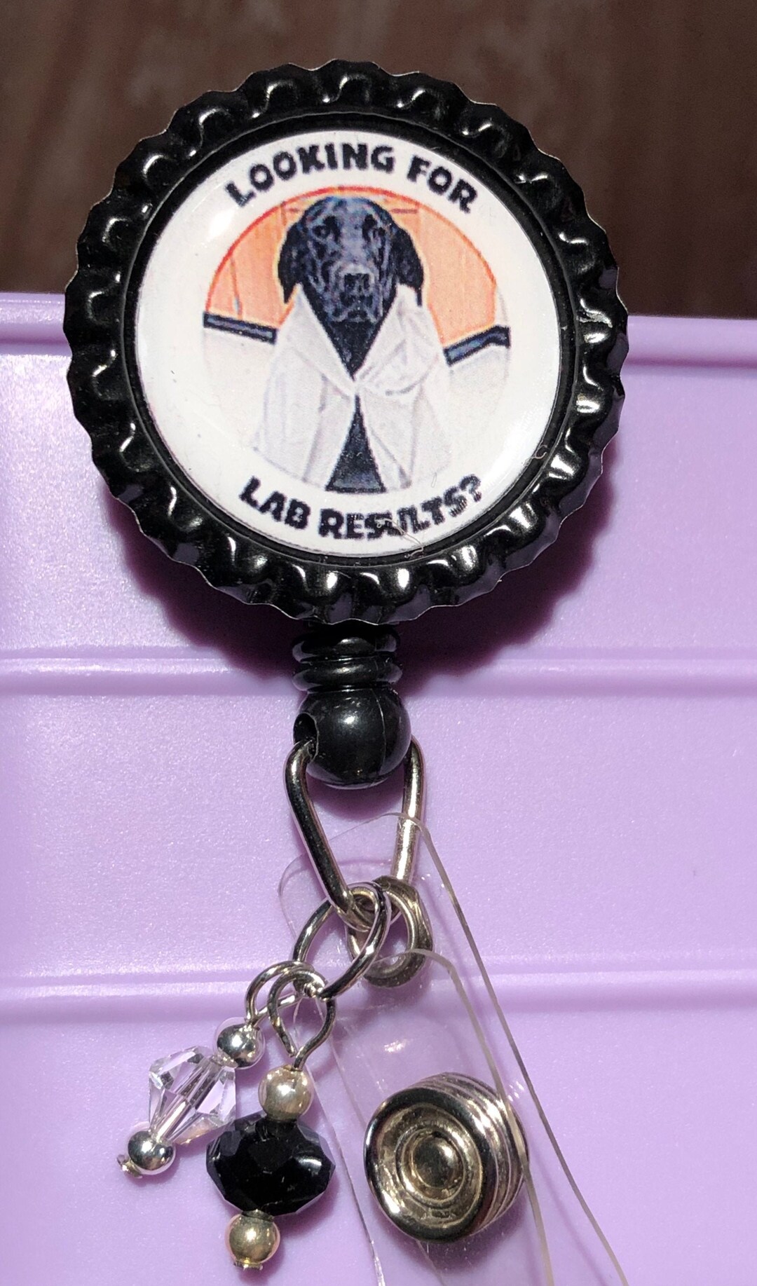 Black Lab Dog Laboratory Scientist Retractable Badge Reel Lab Week Gift ...