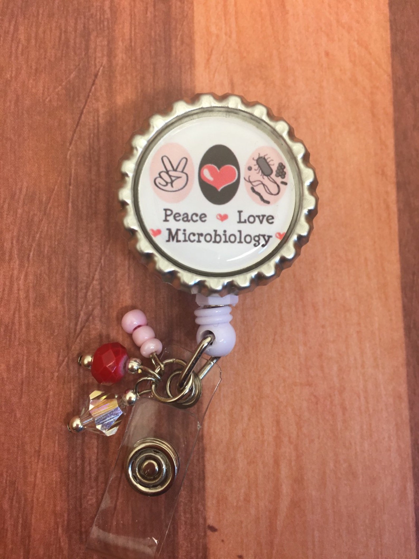 Microbiology Badge Reel Peace Love Laboratory Lab Week Gift - Etsy