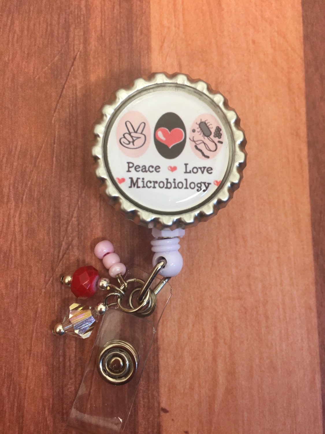 Microbiology Badge Reel Peace Love Laboratory Lab Week Gift - Etsy