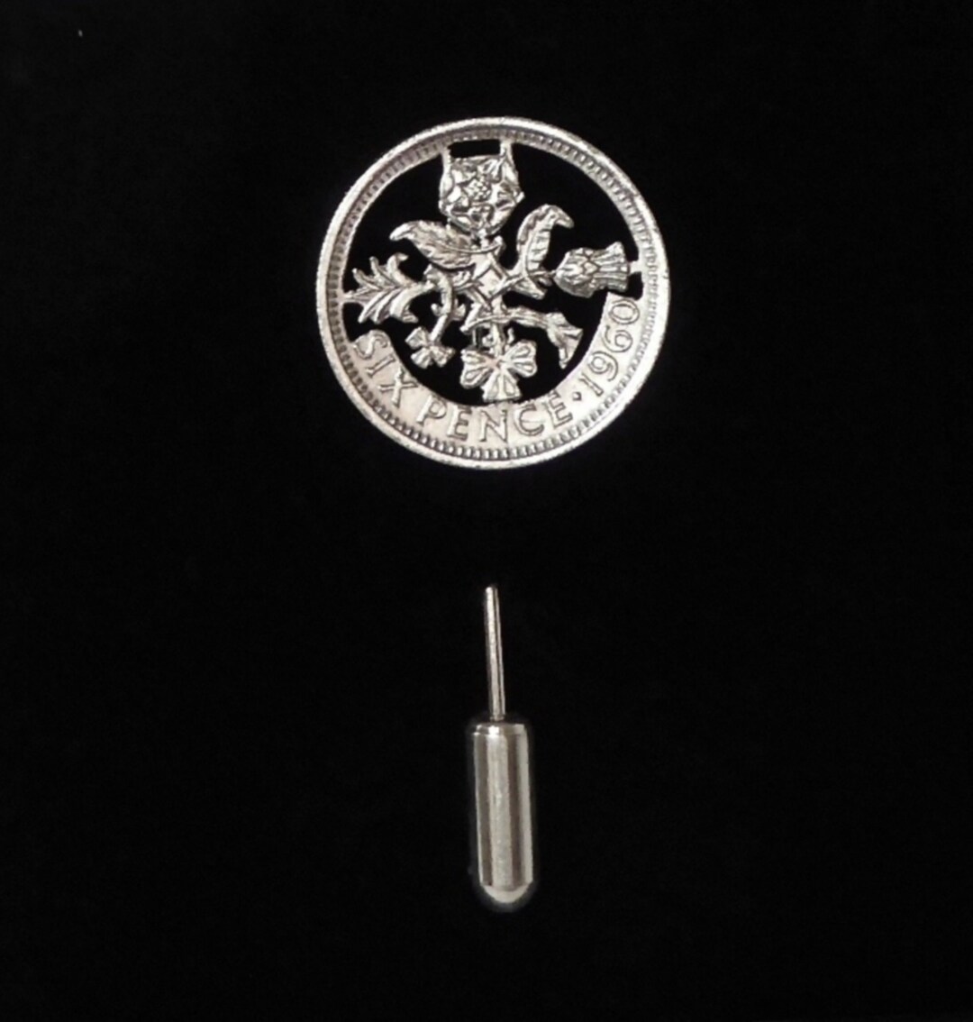 Pin. Sixpence scarf pin lapel pin tie pin for 60th birthday - Etsy Italia