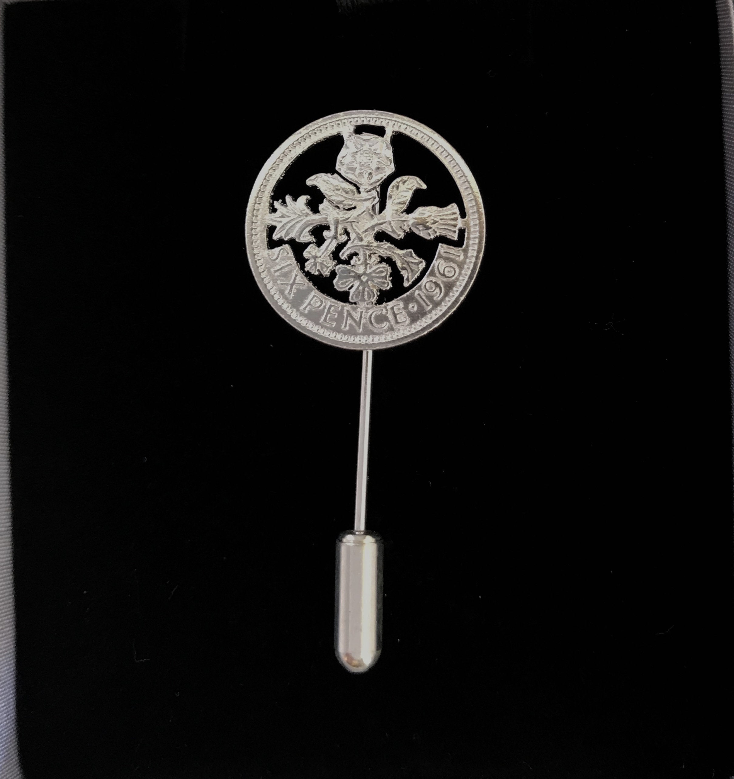 Pin. Sixpence scarf pin lapel pin tie pin for 60th birthday - Etsy Italia