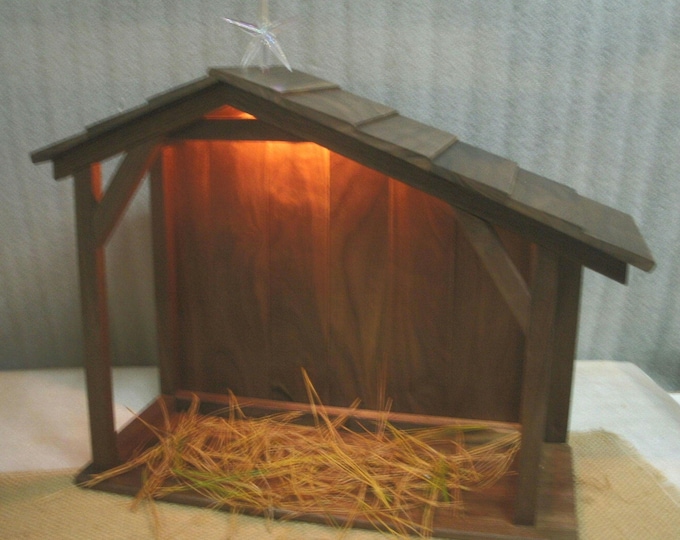Traditional Walnut Nativity Stable/barn/creche/christmas Manger Scene ...