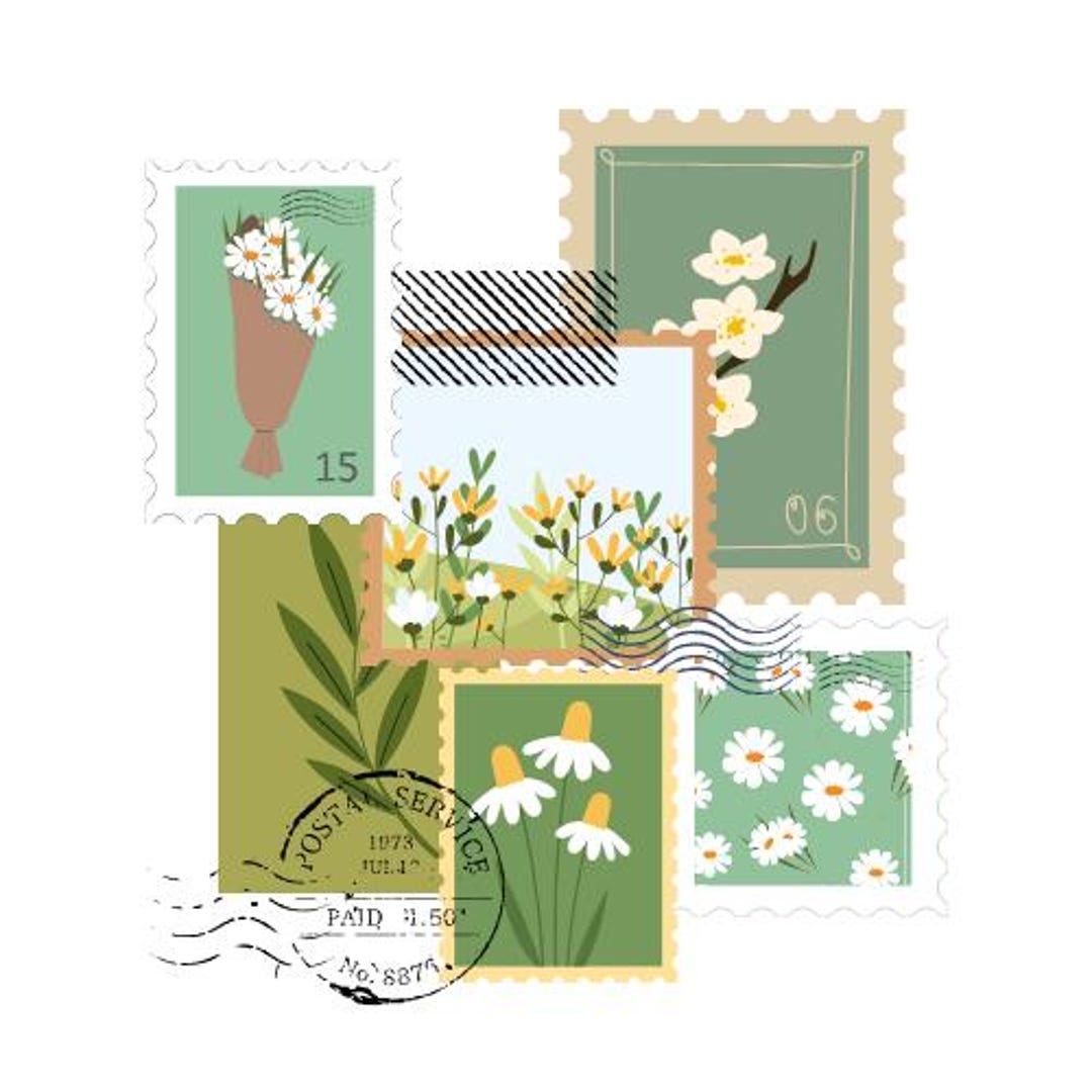 Daisy Floral Stamps: White & Green PNG Files (digital Download) - Etsy