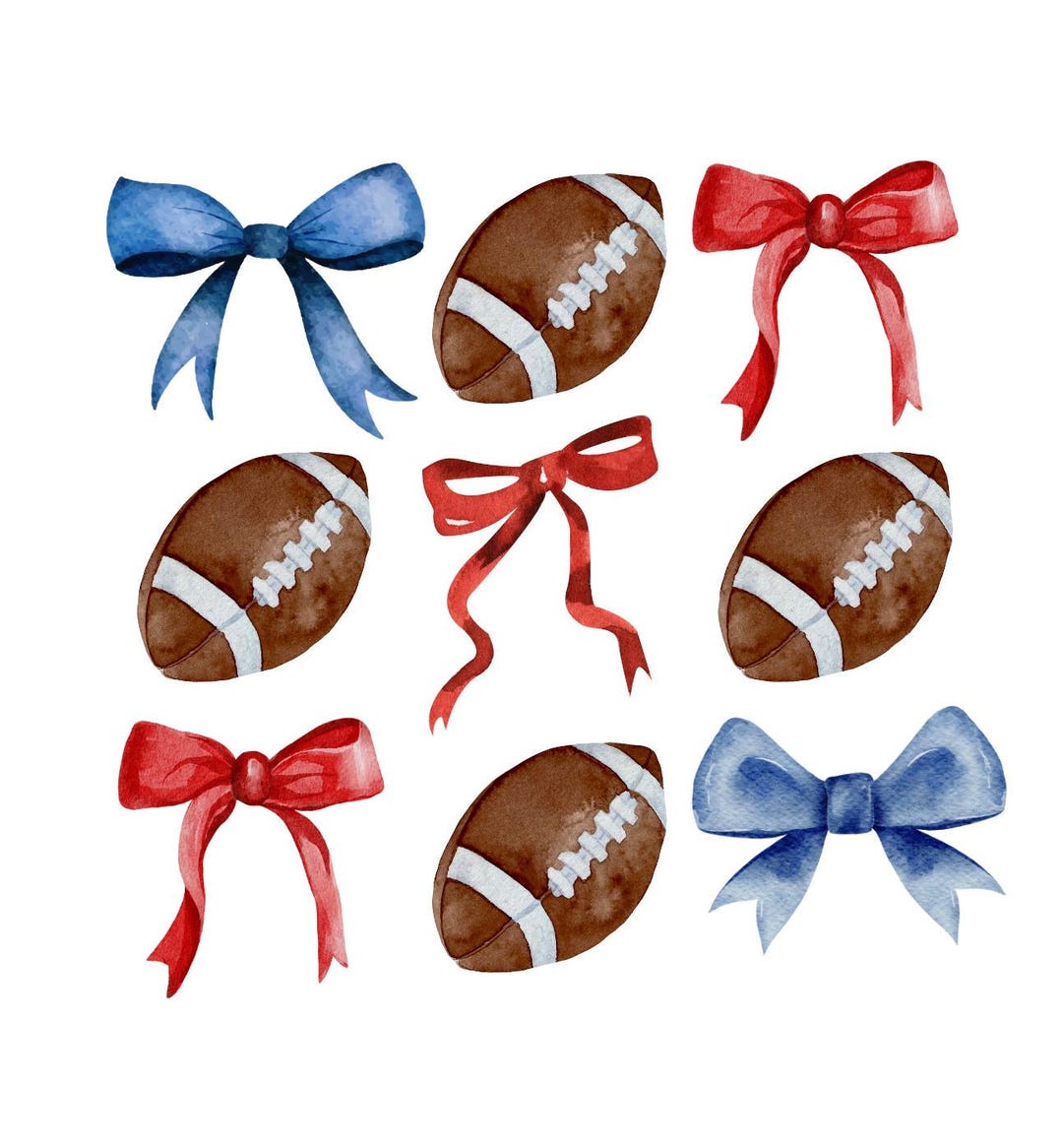 Football Bows, Coquette Bows, Football, Red and Blue, Football, PNG ...