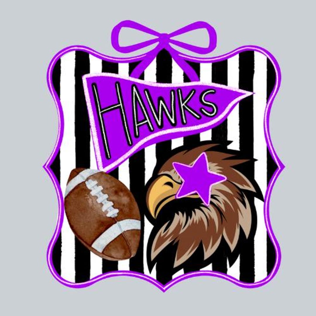 Hawks Football Pennant, Bow, Hand Drawn, Digital Download - Etsy