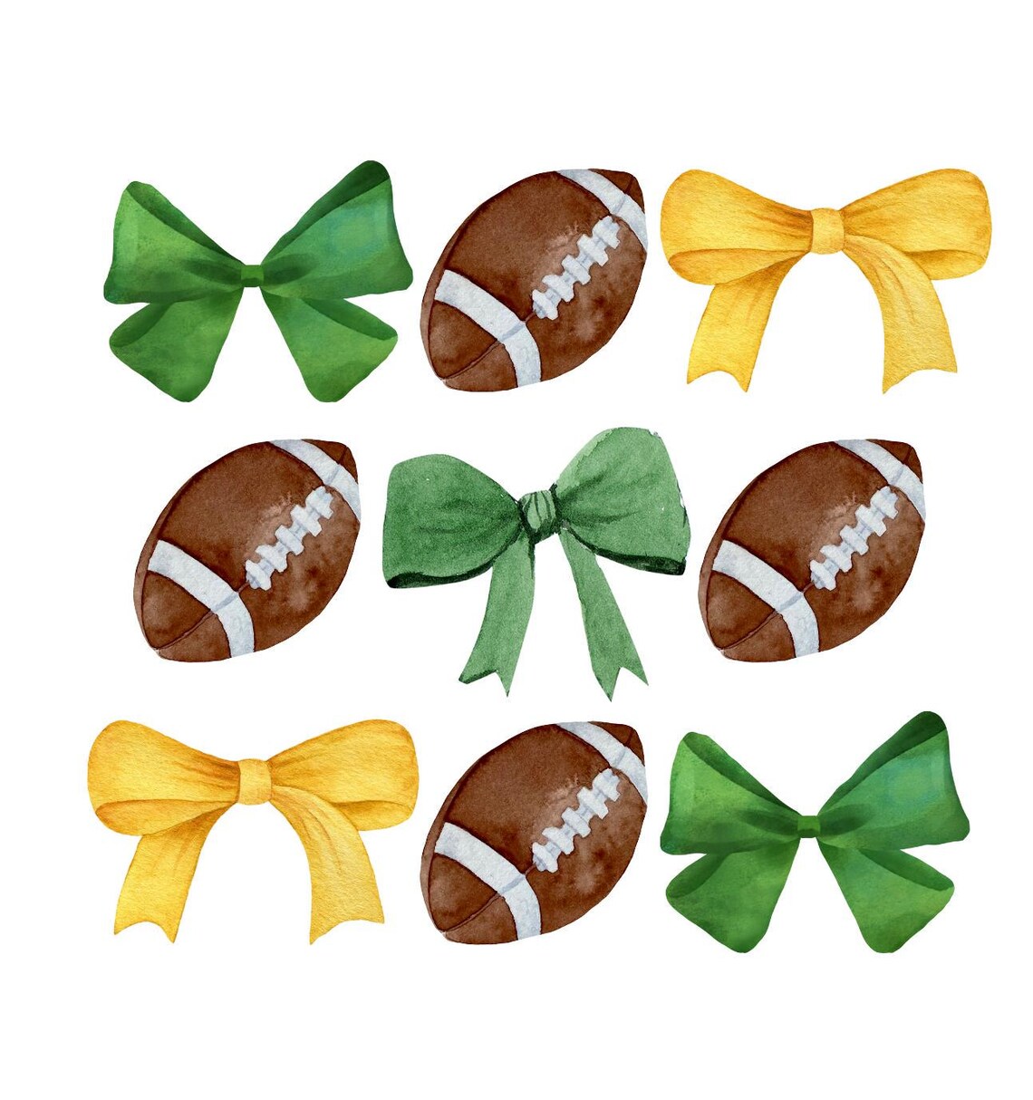 Football Bows, Coquette Bows, Football, Green and Yellow, Football, PNG ...