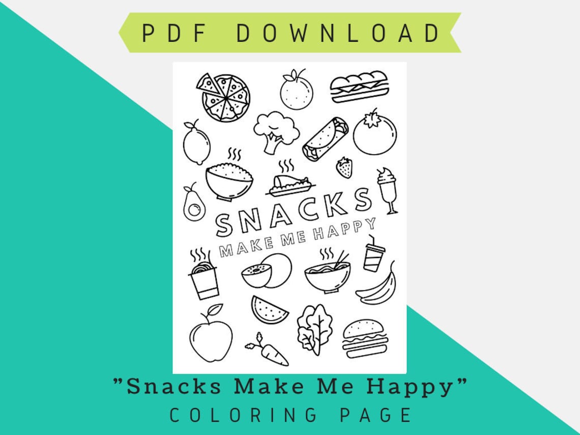 Food Coloring Page for Kids - PDF Download - Snack Favorite Food ...