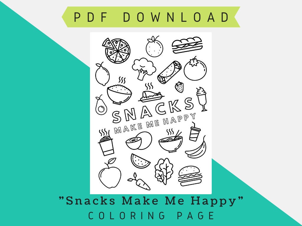 Food Coloring Page for Kids - PDF Download - Snack Favorite Food ...