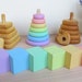 Wooden Blocks - Rainbow PASTEL Blocks - Organic Wooden Toddler Toys ...