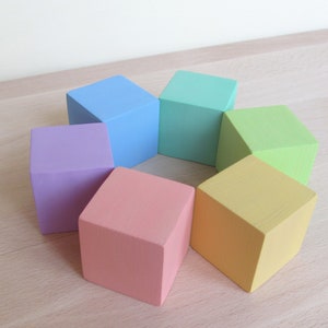 Wooden Blocks - Rainbow PASTEL Blocks - Organic Wooden Toddler Toys ...