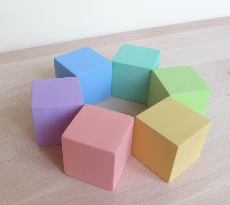 Wooden Blocks Rainbow PASTEL Blocks Organic Wooden Toddler - Etsy