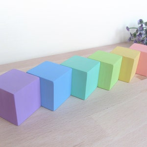 Wooden Blocks - Rainbow PASTEL Blocks - Organic Wooden Toddler Toys ...