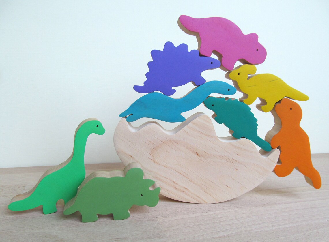Dinosaurs Animal Play Set Family Monkeys Toy Big Wooden - Etsy