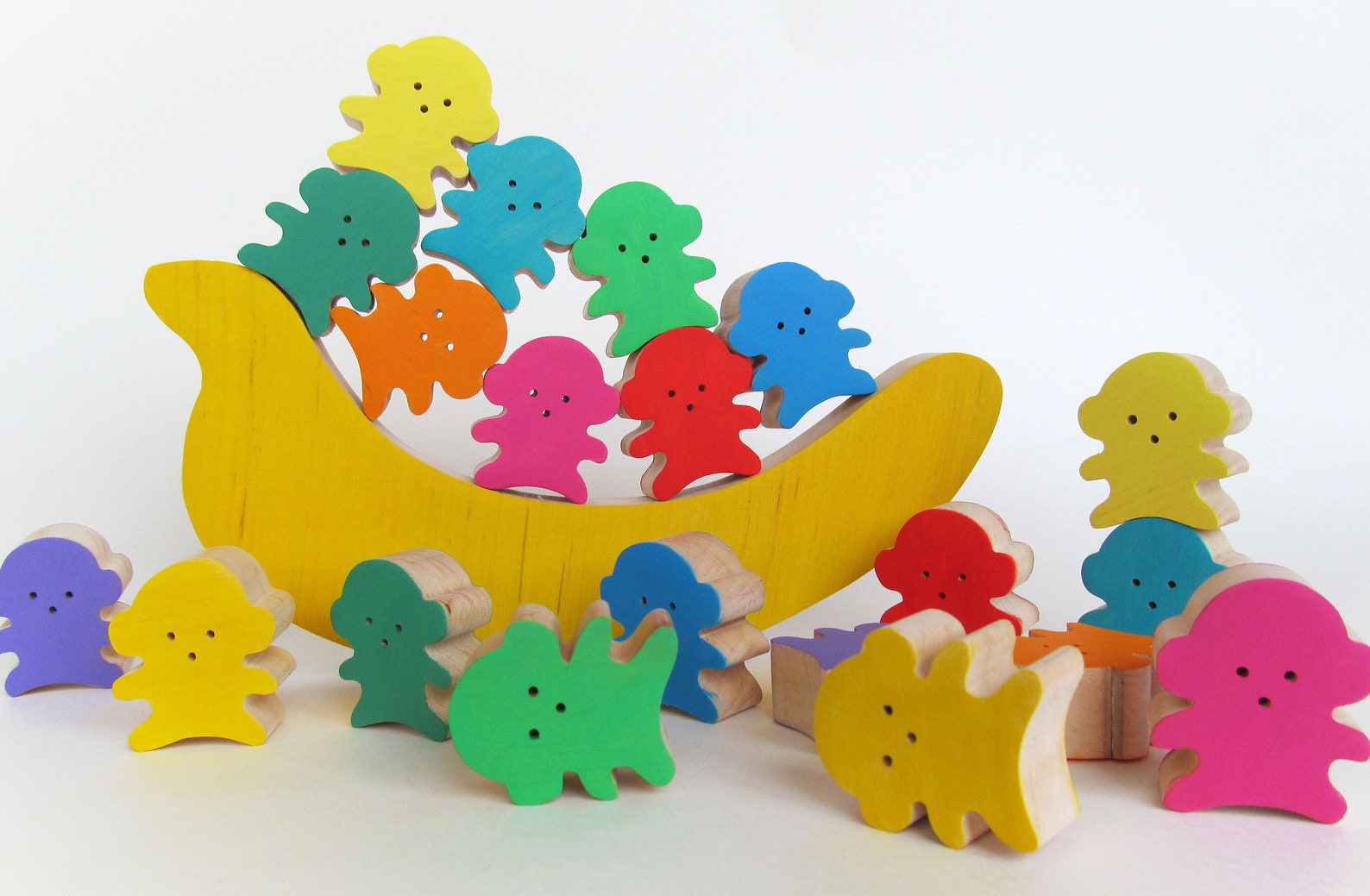 Dinosaurs Animal Play Set Family Monkeys Toy Big Wooden - Etsy