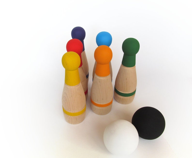 Gift for baby RAINBOW Wooden Bowling Game 6 Pin Bowling | Etsy