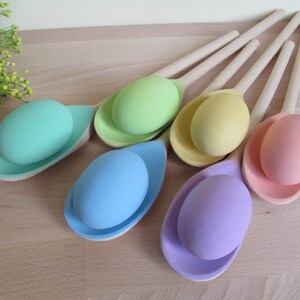 Easter Gift Baby, Wooden PASTEL Rainbow SPOONS EGGS 2.4", Balancing ...