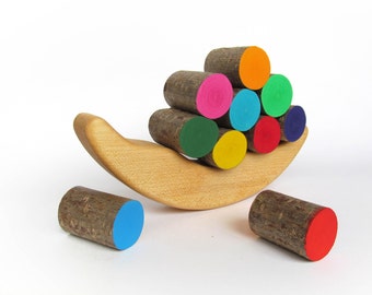 Gift for Baby Rainbow Stacker Wooden Balancing Game | Etsy