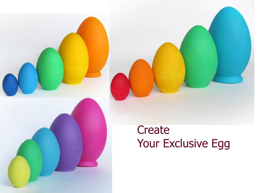 Easter Gift, Gift for Baby, Wood Nesting Doll 5 Pcs, Easter Eggs ...