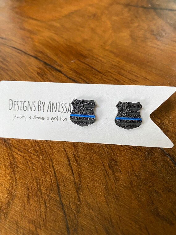 Fallen Law Enforcement Officer Support Police Badge Stud | Etsy