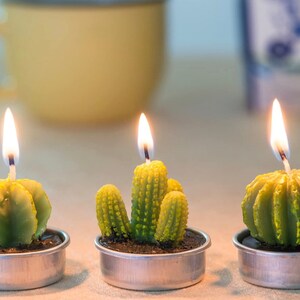 Mini Succulent Cactus Tea Light Candle Mini Succulent Candle - Etsy