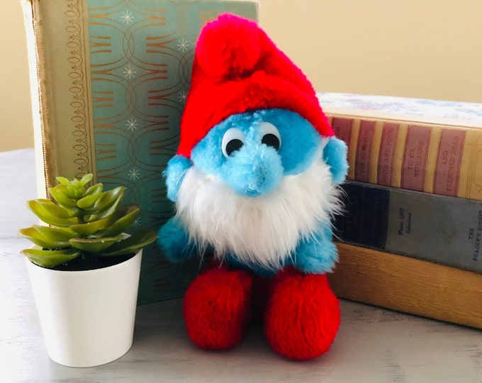 Vintage 1980's Smurfs Plush Papa Smurf Retro 80's Smurfs Stuffed ...
