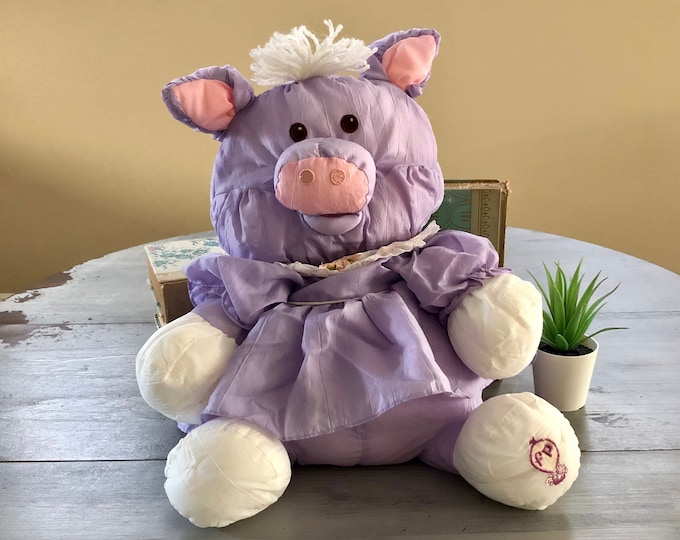 Vintage 1980's Puffalump Pig | 1986 Fisher Price Puffalump Purple Pig ...