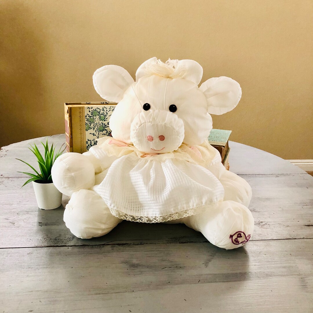 Vintage 1980's Puffalump Cow 1986 Fisher Price Puffalump White Cow ...
