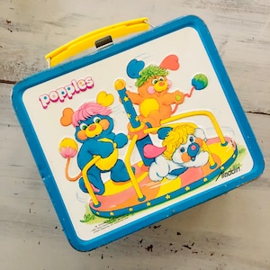 Vintage 1986 Popples Lunchbox With Thermos | 1980's Popples Metal Lunch ...