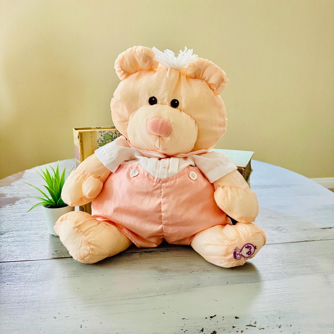 Vintage 1980's Puffalump Bear Cub 1986 Fisher Price Puffalump Peach ...