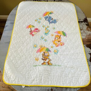 Vintage 1980's Care Bears Quilt | Retro 1980's Care Bear Throw, Crib ...