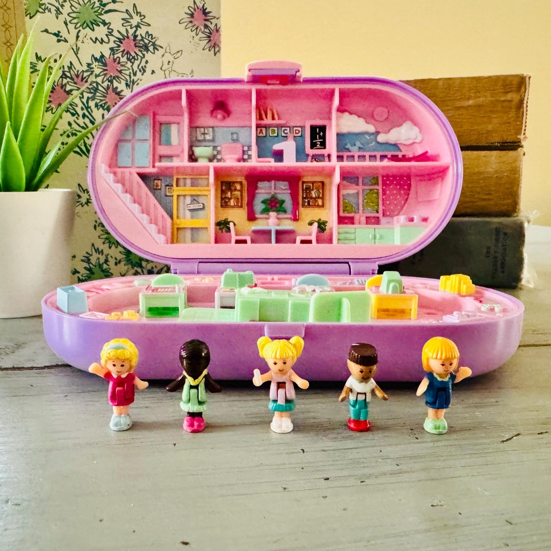 Vintage 1990's Polly Pocket Stampin' School Playset Complete Caboodle ...