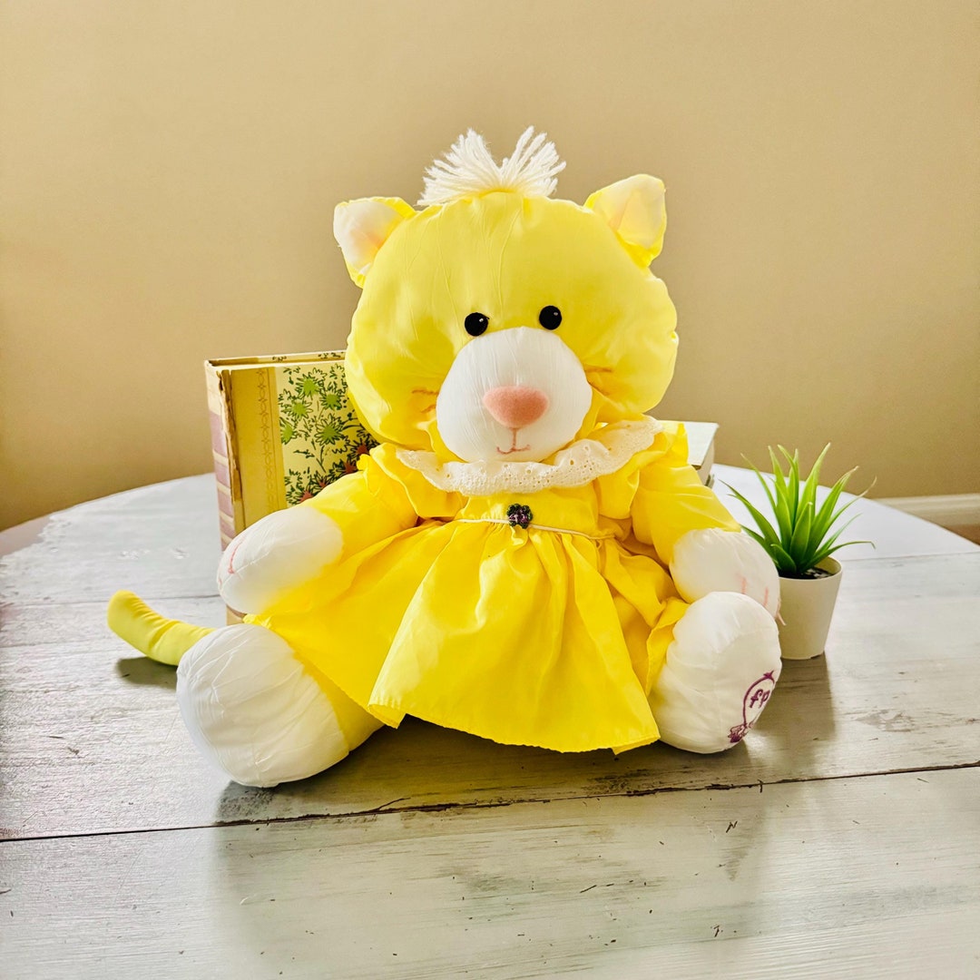 Vintage 1980's Puffalump Kitty Cat | 1986 Fisher Price Puffalump Yellow ...