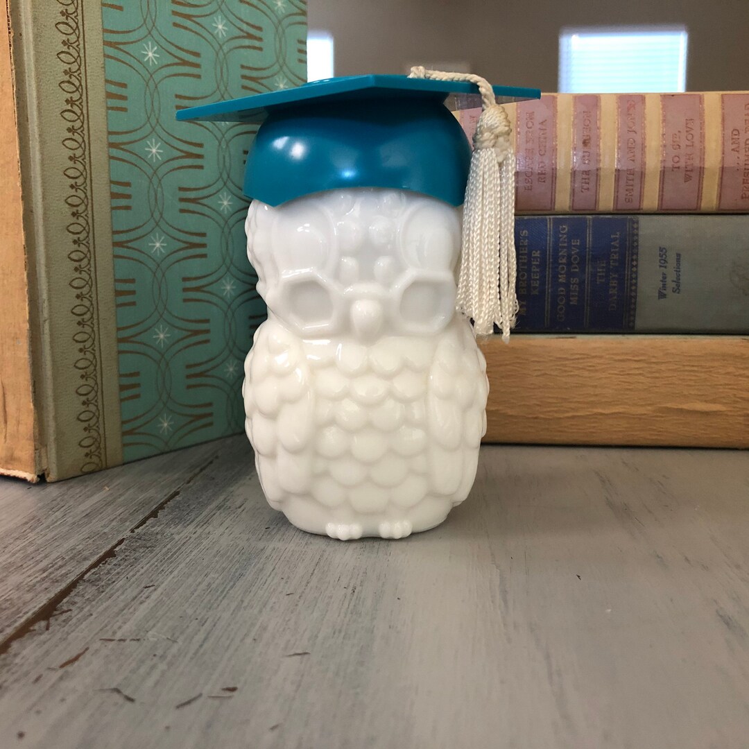 Vintage Avon Graduation Owl Bottle | Vintage Milk Glass Cologne Bottle ...