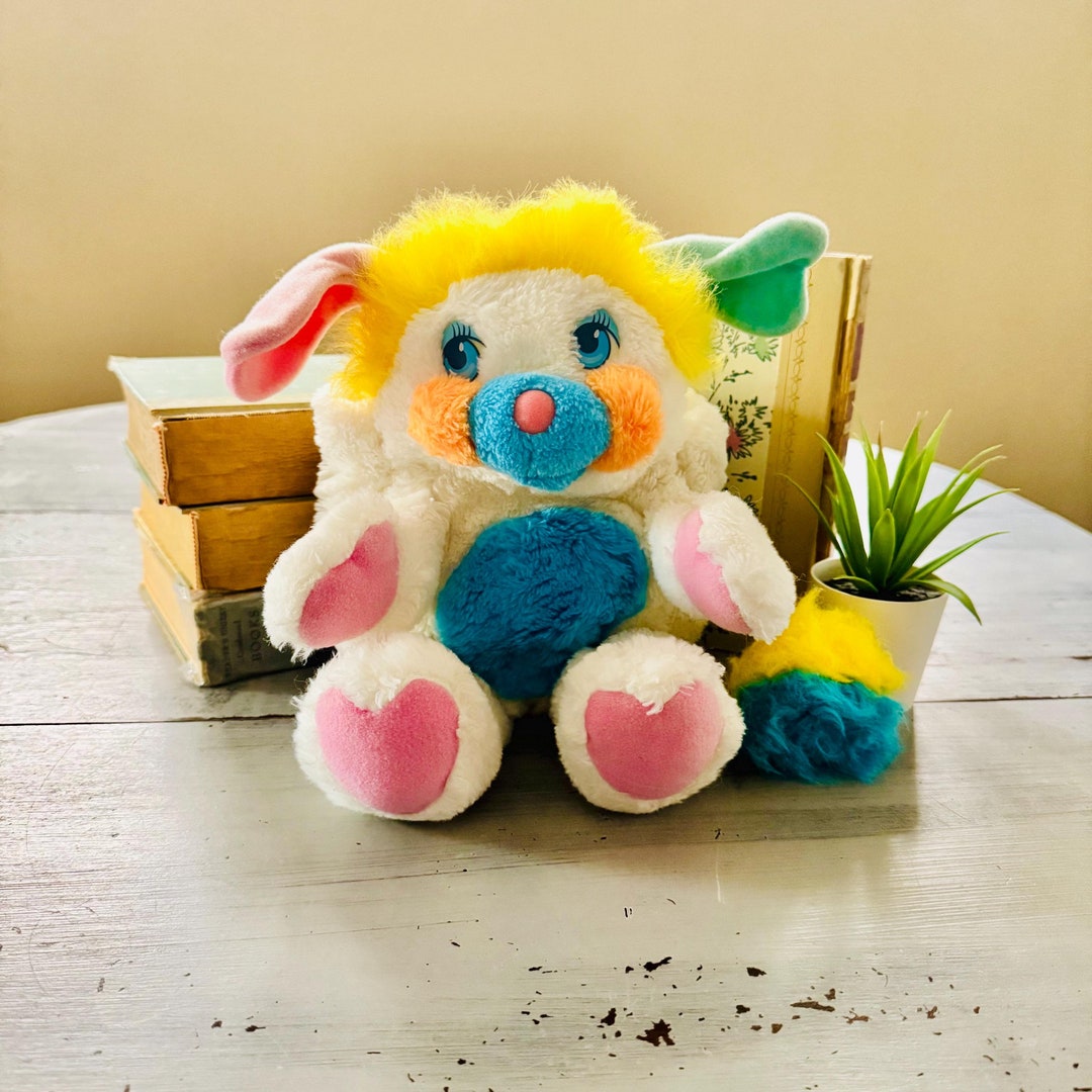 Vintage 1980's Popples Puffball Popple | 80's White, Pink, Yellow, and ...