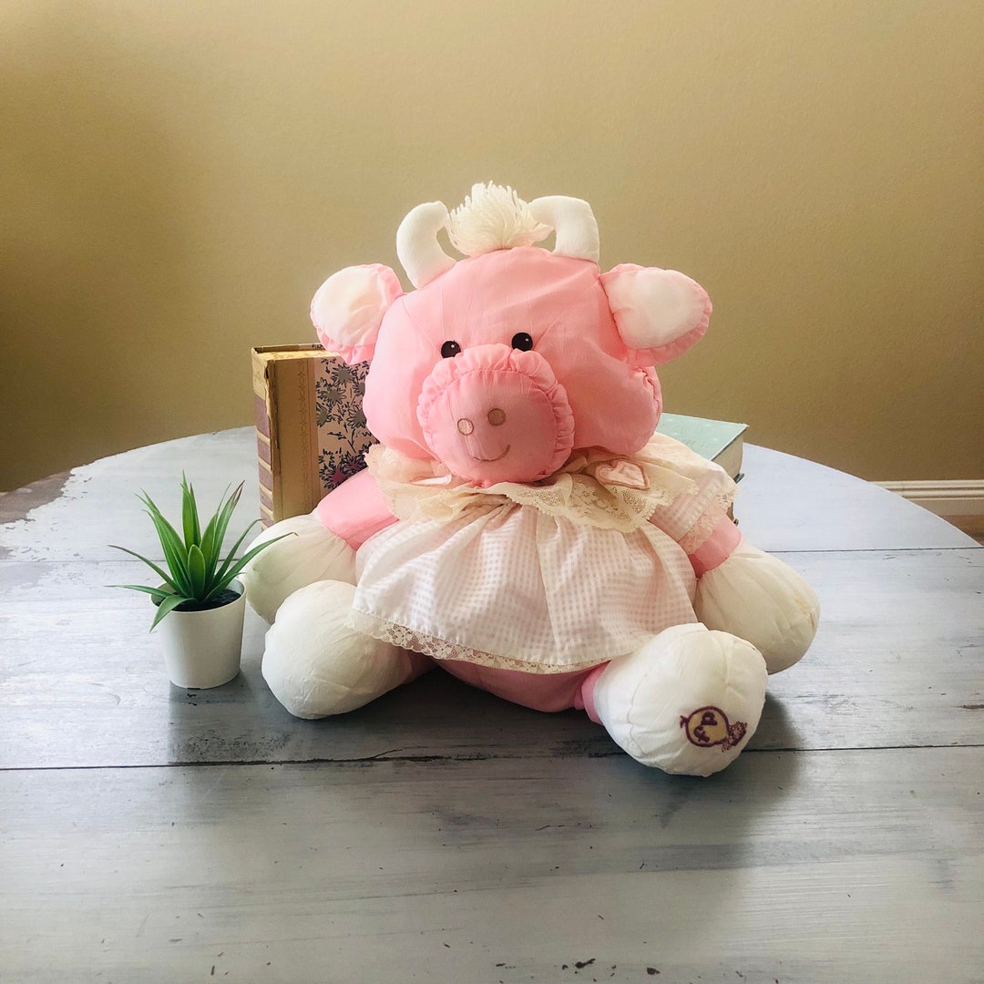 Vintage 1980's Puffalump Cow 1986 Fisher Price Puffalump Pink Cow Retro ...