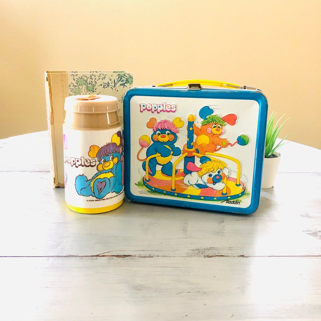 Vintage 1986 Popples Lunchbox With Thermos | 1980's Popples Metal Lunch ...